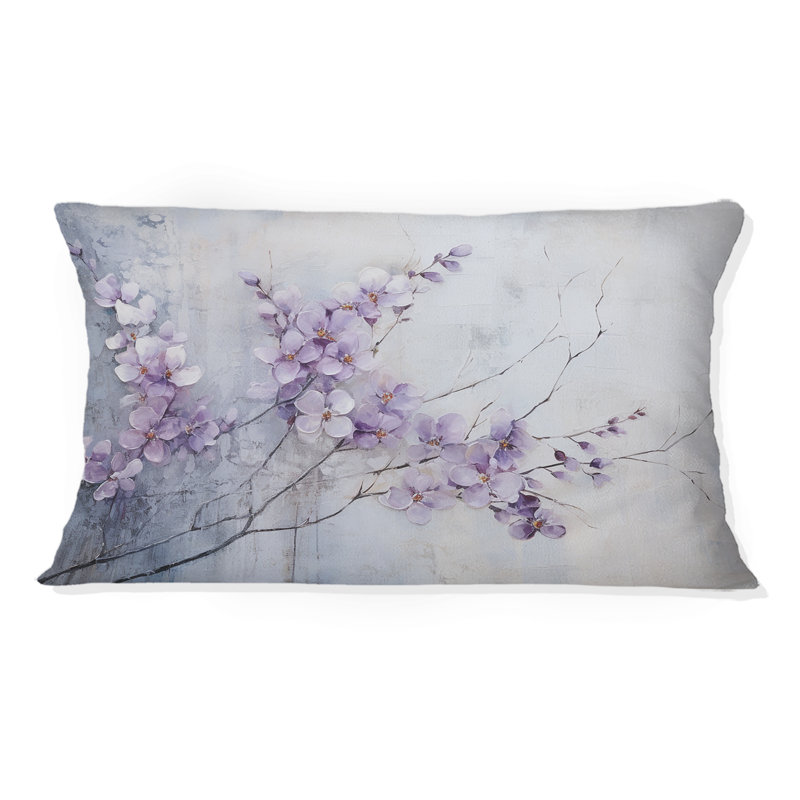Design Art Purple Minimalism Violets - Violets Printed Throw Pillow | Wayfair
